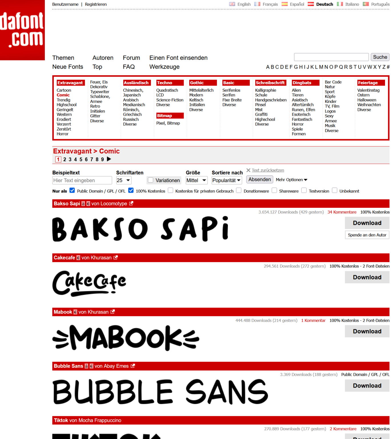 dafont - Cartoon / Comic Fonts - eduComix - Sachcomics zeichnen